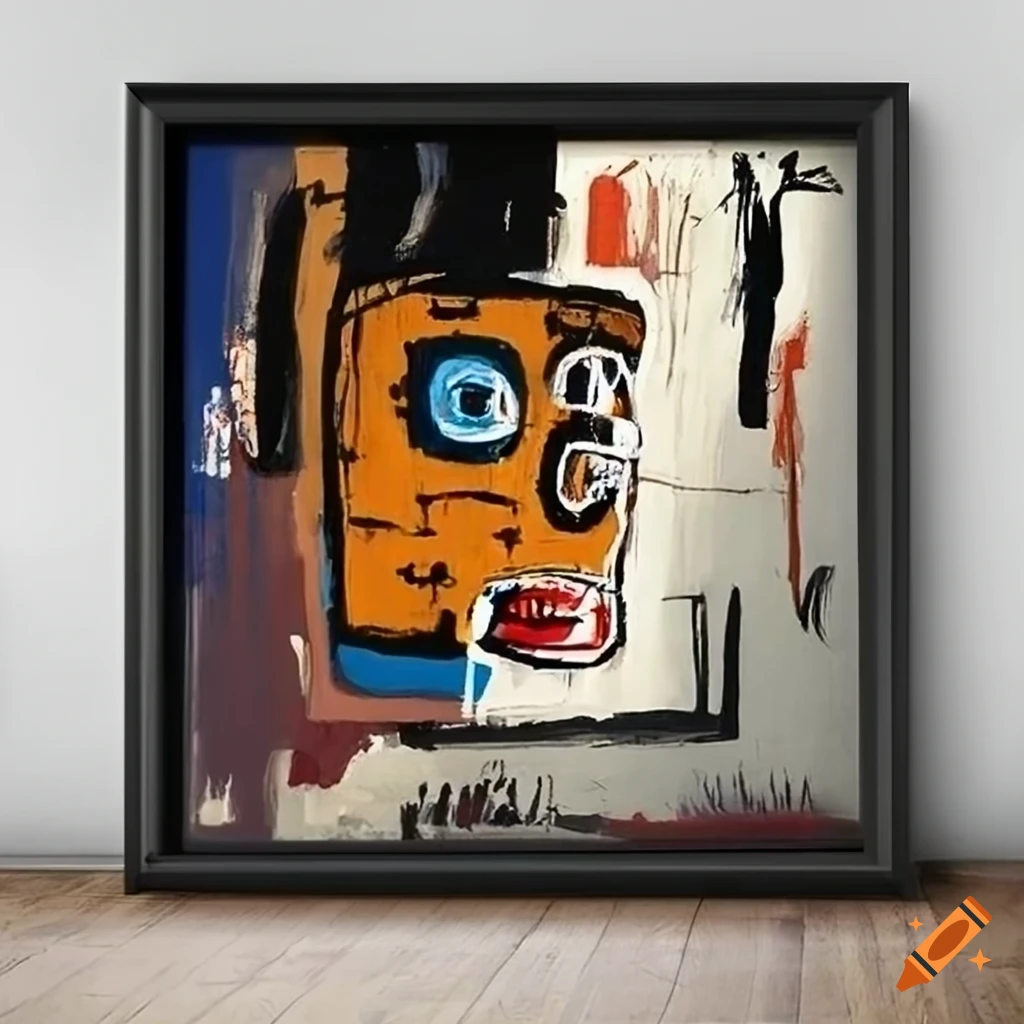 Framed abstract expressionism art in a modern interior by basquiat on ...