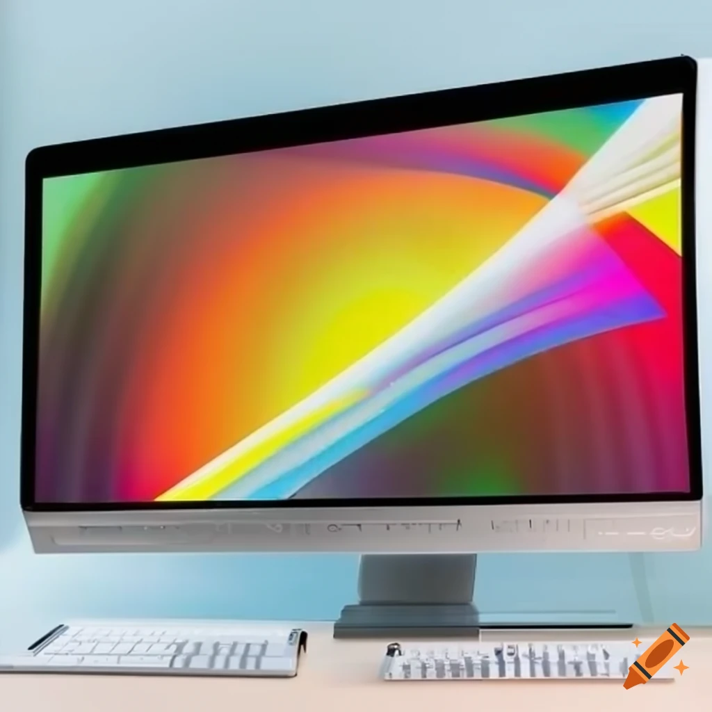 Sleek and modern marketing computer with colorful graphics and ...