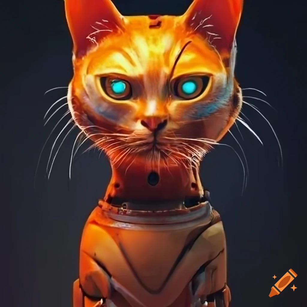 Robot orange cat on Craiyon