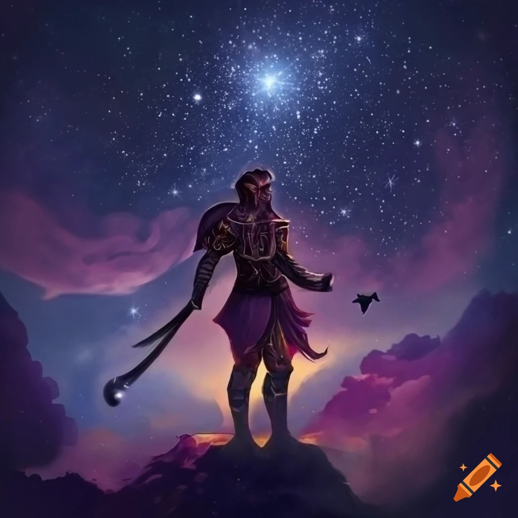 Warrior constellation in the fantasy sky on Craiyon
