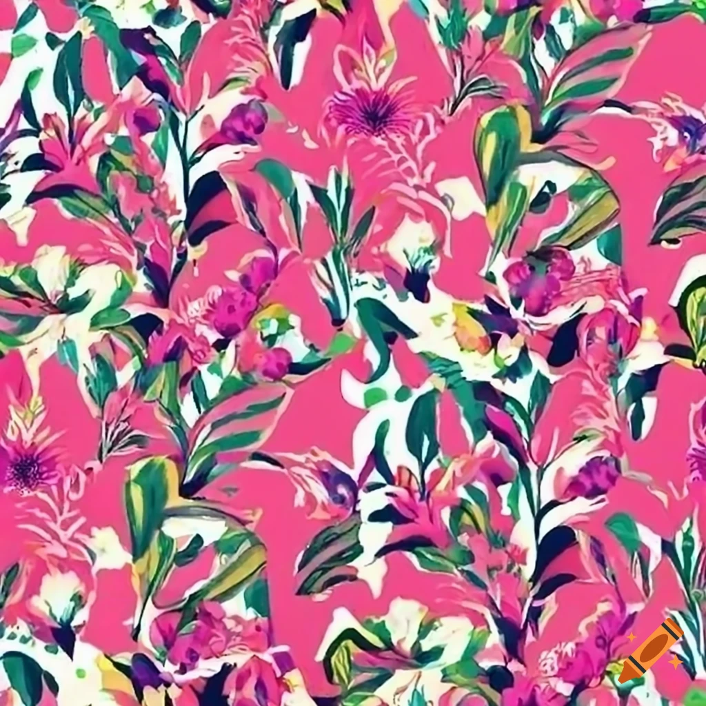 Hawaii botanic floral repeat pattern on Craiyon