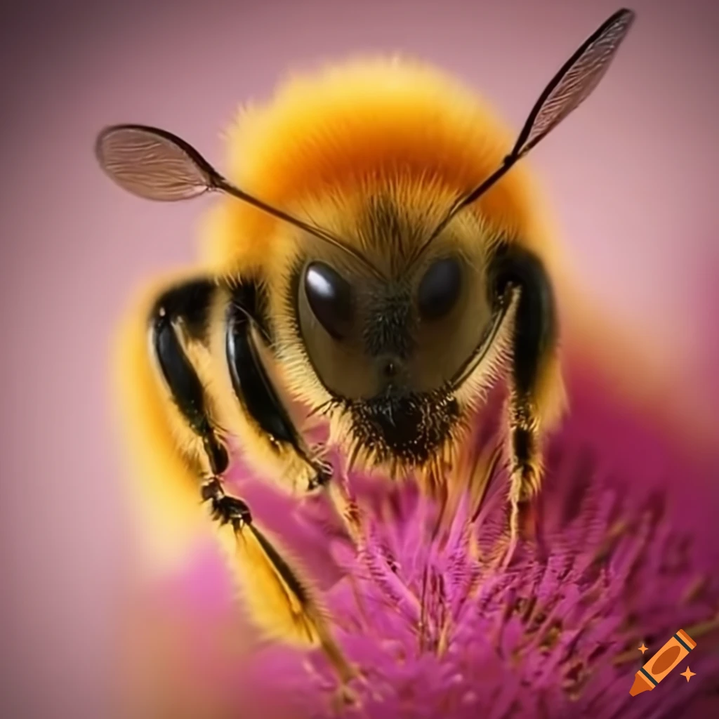 Fluffy bee close-up on Craiyon