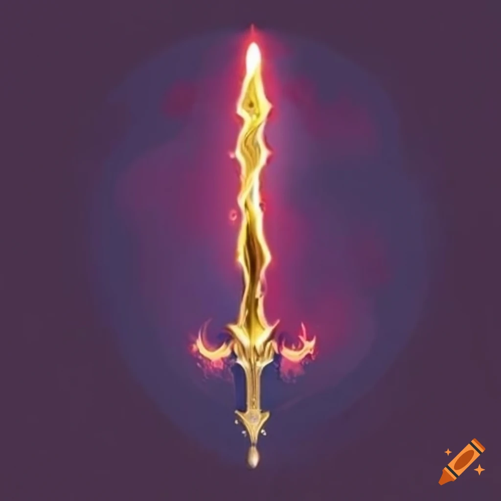 Stunning ornate golden lightning bolt sword with fantastic details on ...