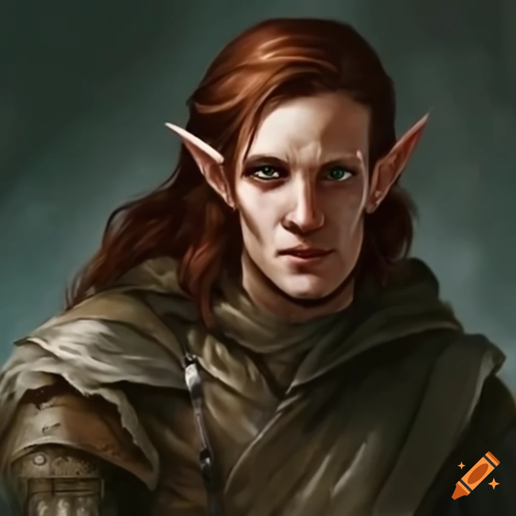 Matt smith portraying a rogue elf in a medieval fantasy setting on Craiyon