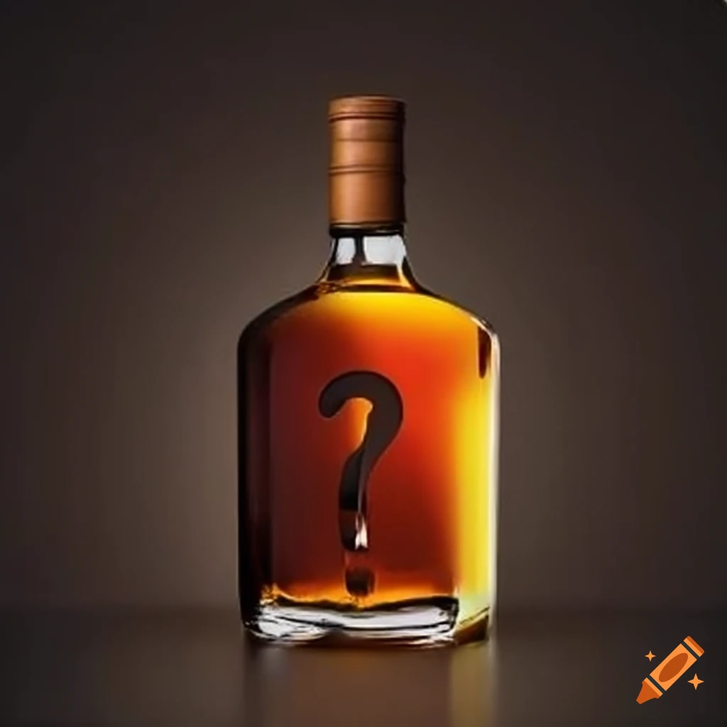 Bottle of wine and whiskey with a question mark on Craiyon