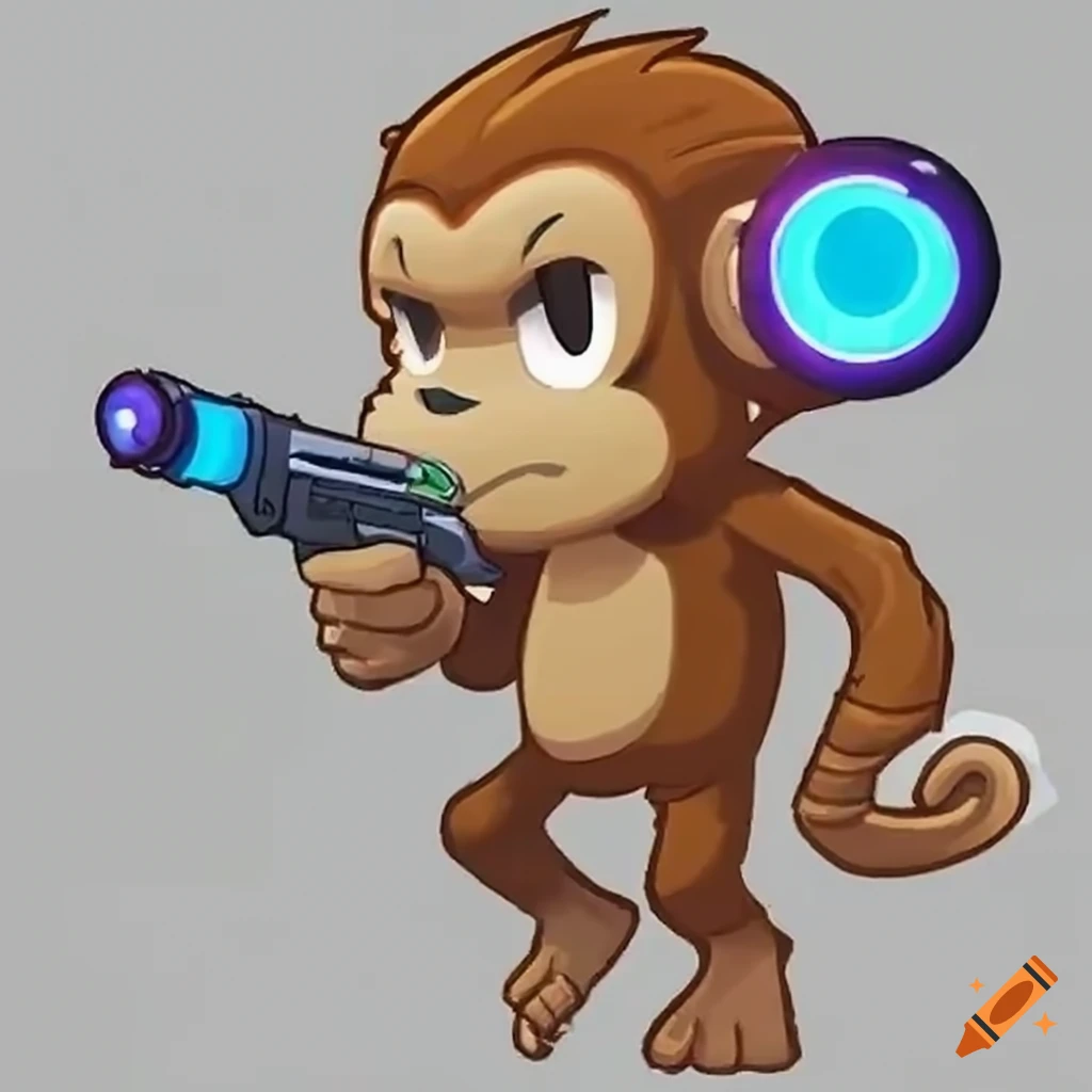 Monkey with a laser gun in bloons tower defense 6 style on Craiyon