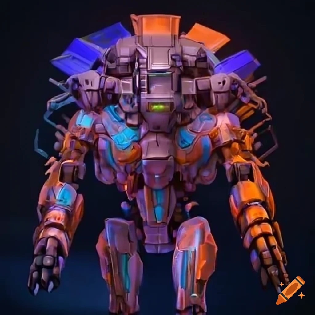 Polymorphism hybrid mech with cel shading on Craiyon