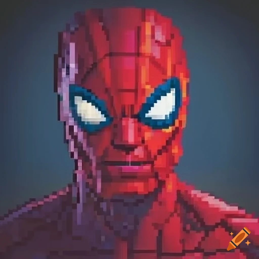 Pixel art depiction of a marvel character on Craiyon