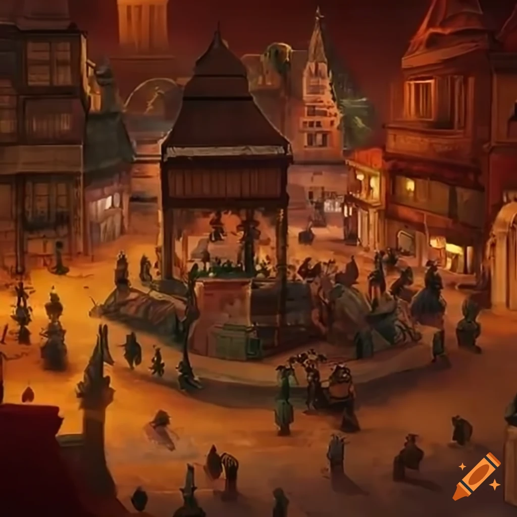 Market plaza in a dnd setting on Craiyon