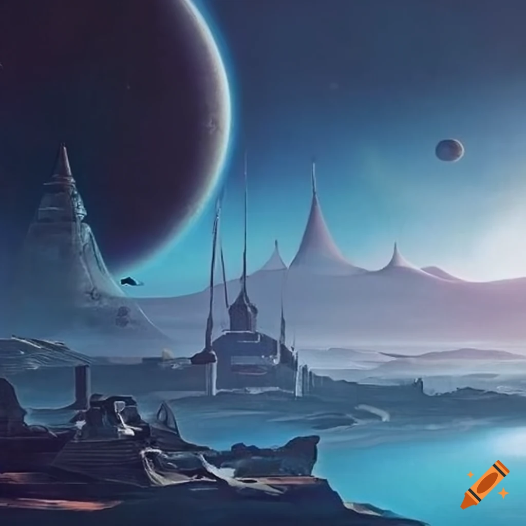 Futuristic space planets by robert mccall on Craiyon