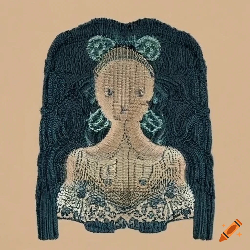 Celine lace and corduroy embroidery design by Hugo Simberg on Craiyon