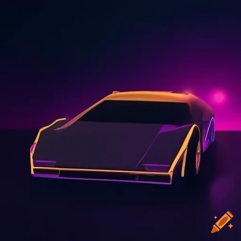 Synthwave style vector w8 twinturbo car on Craiyon