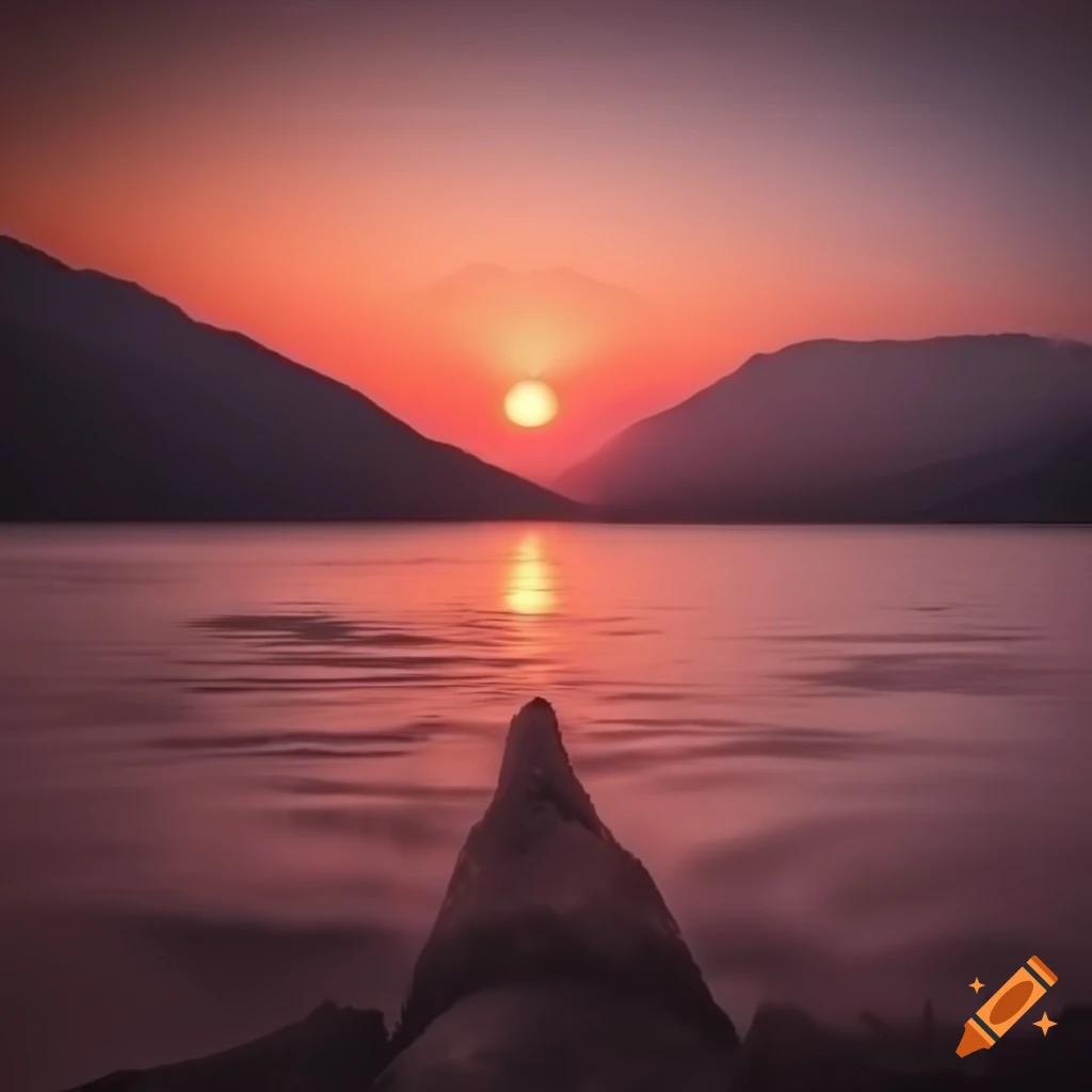 Japanese natural landscape with fading sun on Craiyon