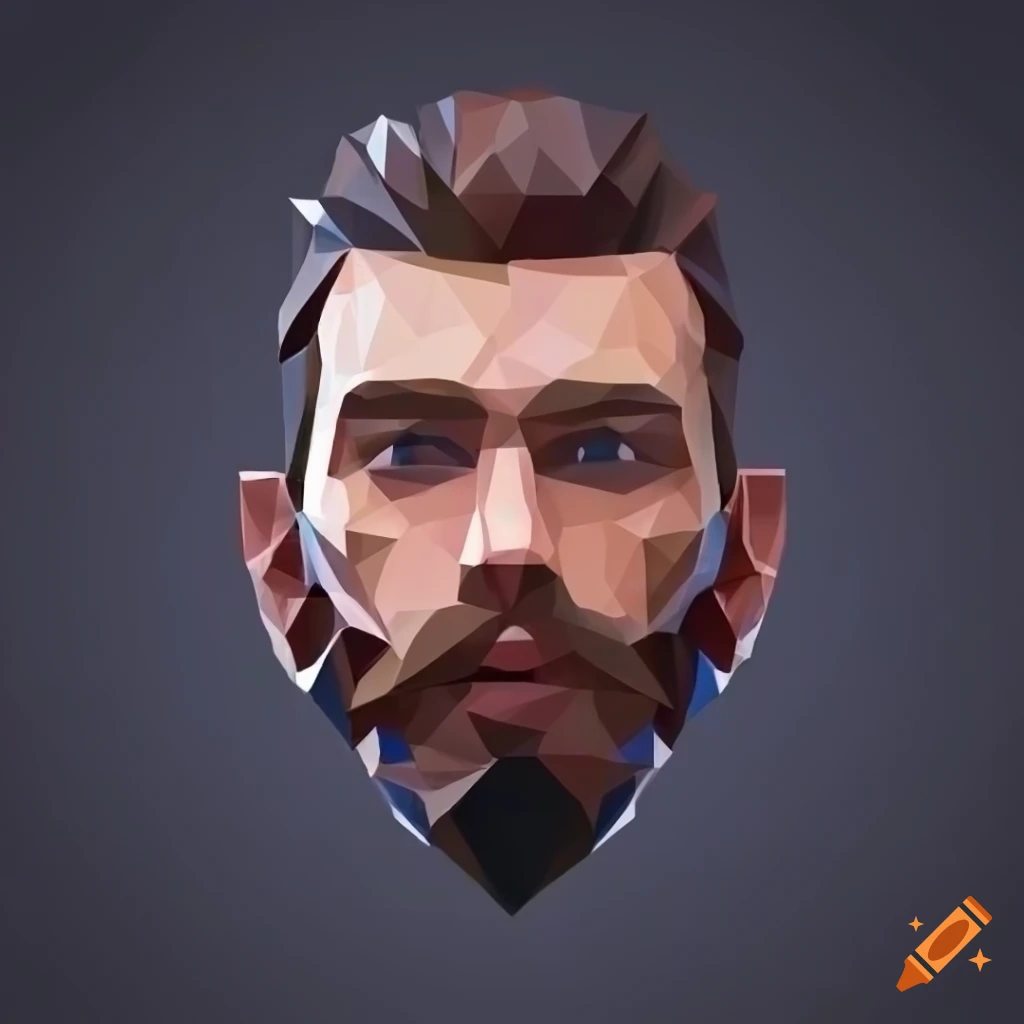 Polygonal man with beard face art on Craiyon