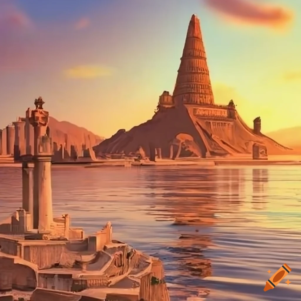 Exploration of the ancient world with landmarks, cities, and sea routes ...