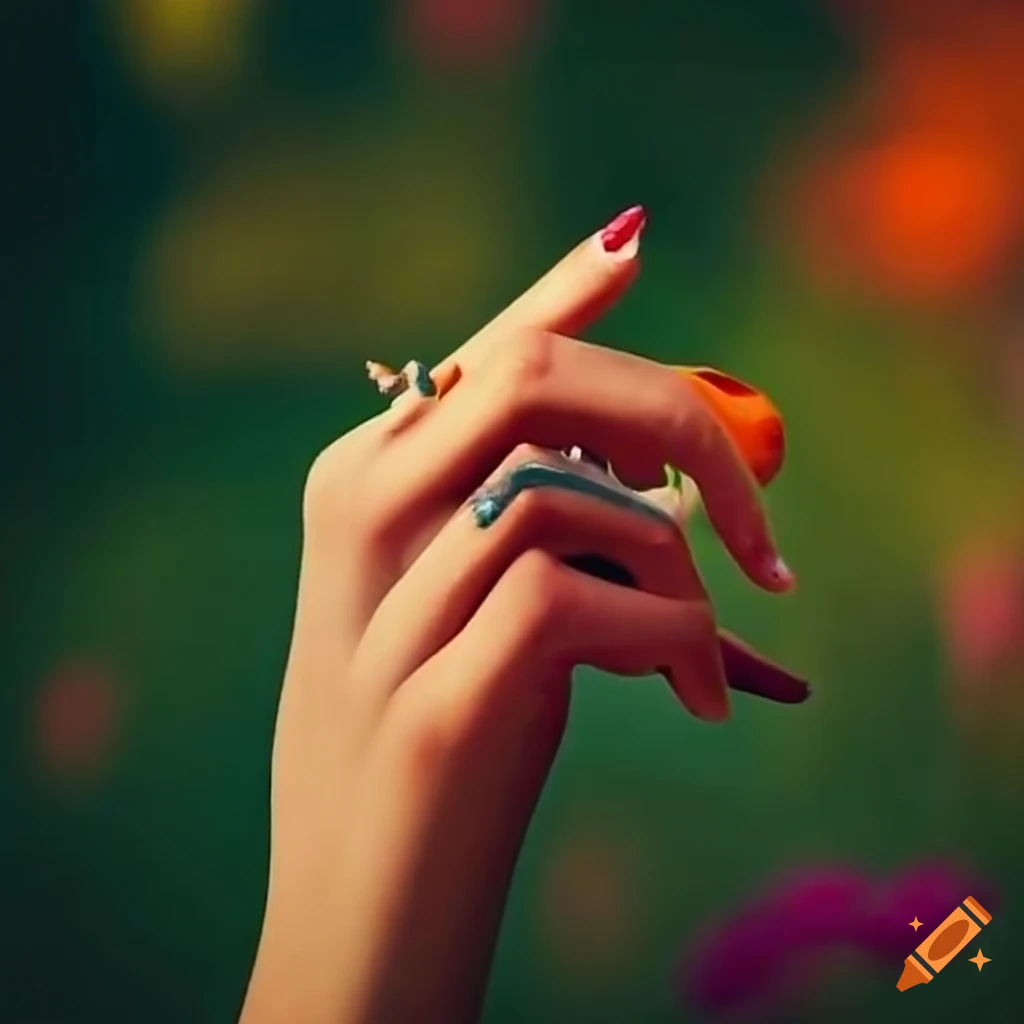 Finger snapping in front of a colorful flower garden on Craiyon