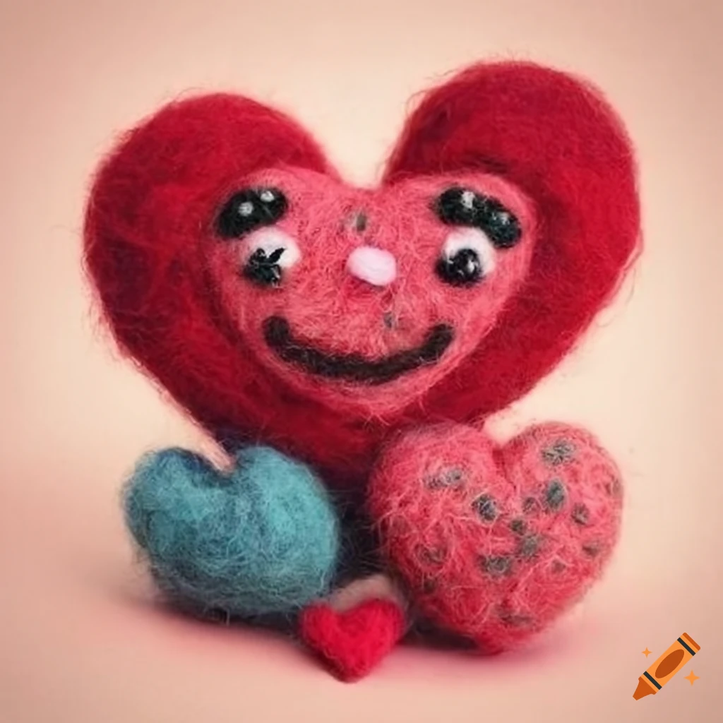 Felted wool valentines creature on Craiyon