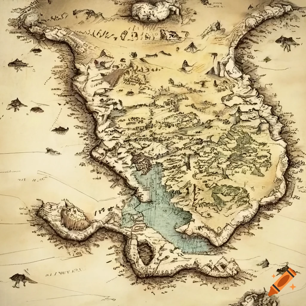 Medieval fantasy map on Craiyon