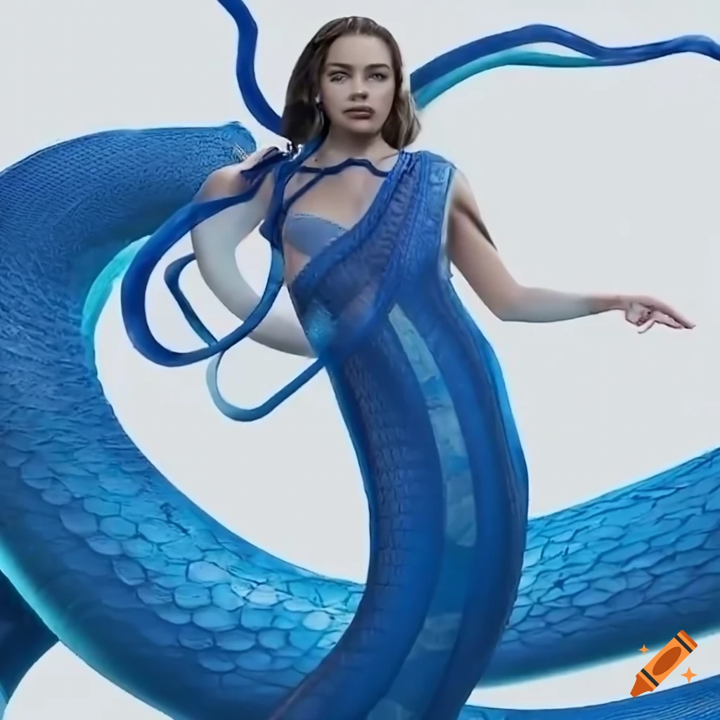Emilia Clarke depicted as a blue Naga in a realistic HD image on Craiyon