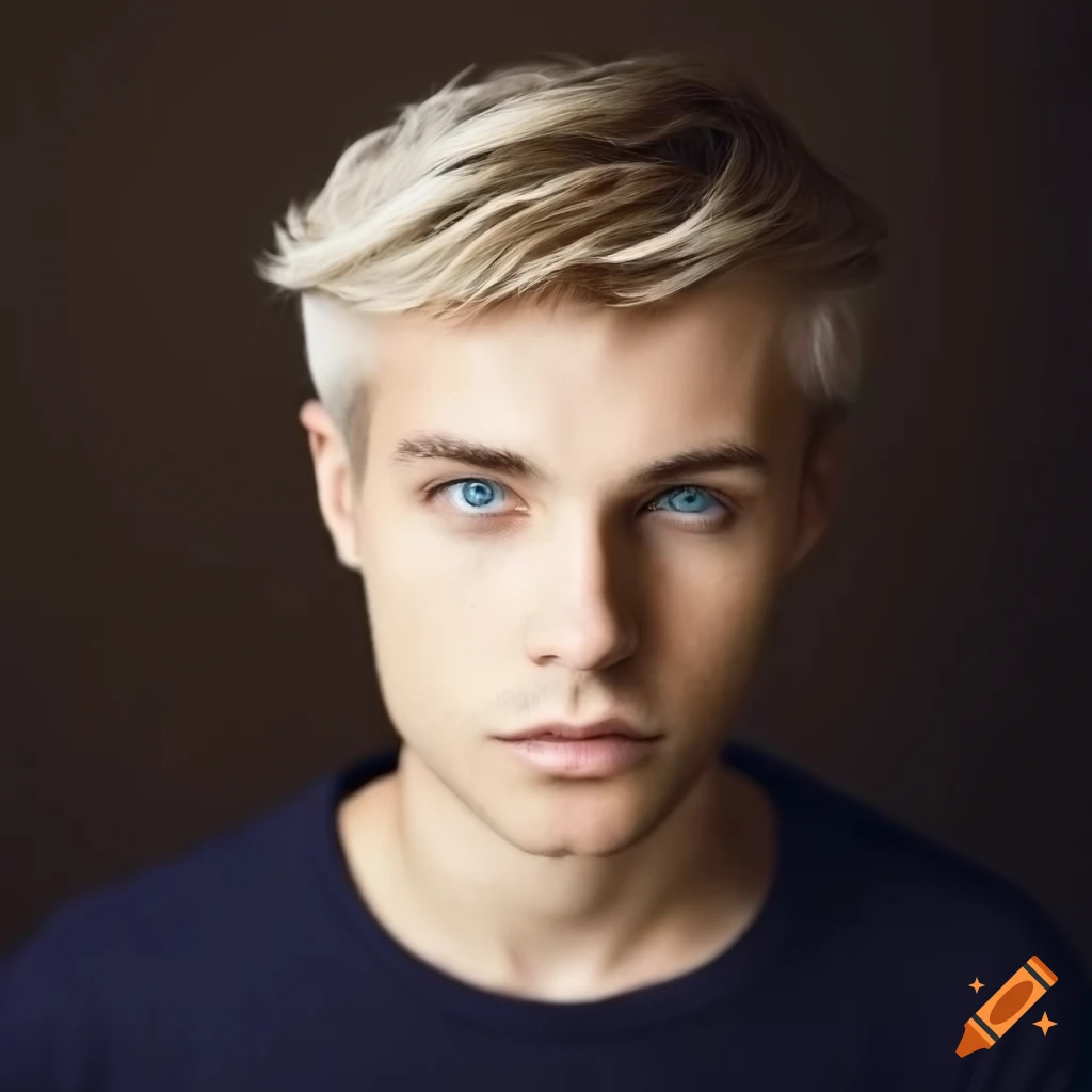 Handsome 26-year-old man with sandy blonde hair, grey blue eyes ...