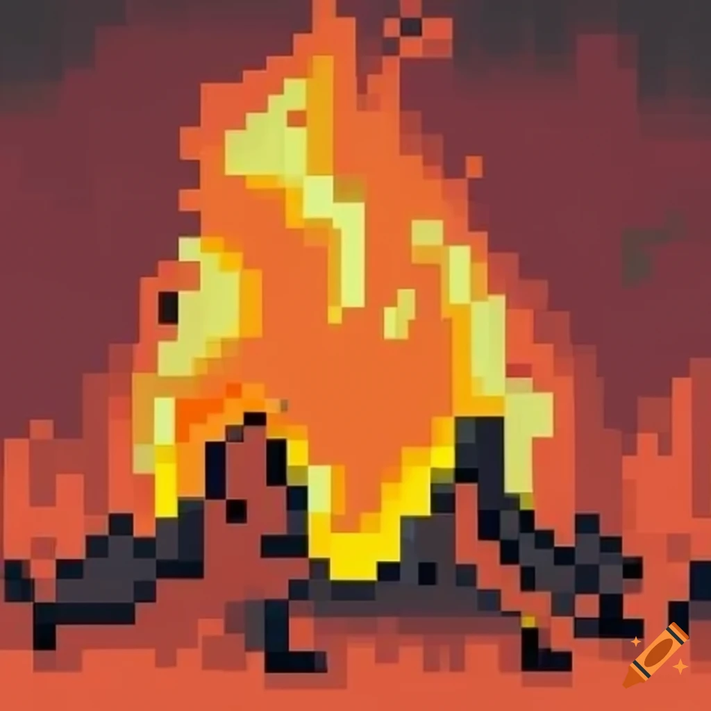 Pixel art fire on Craiyon