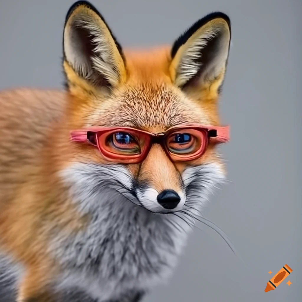 Colorful fox wearing eyeglasses on Craiyon