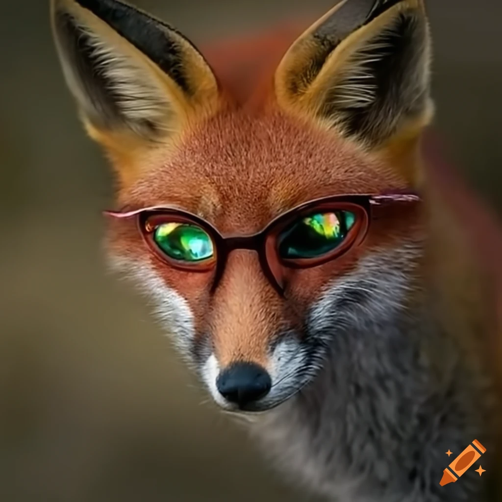 Colorful fox wearing eyeglasses on Craiyon