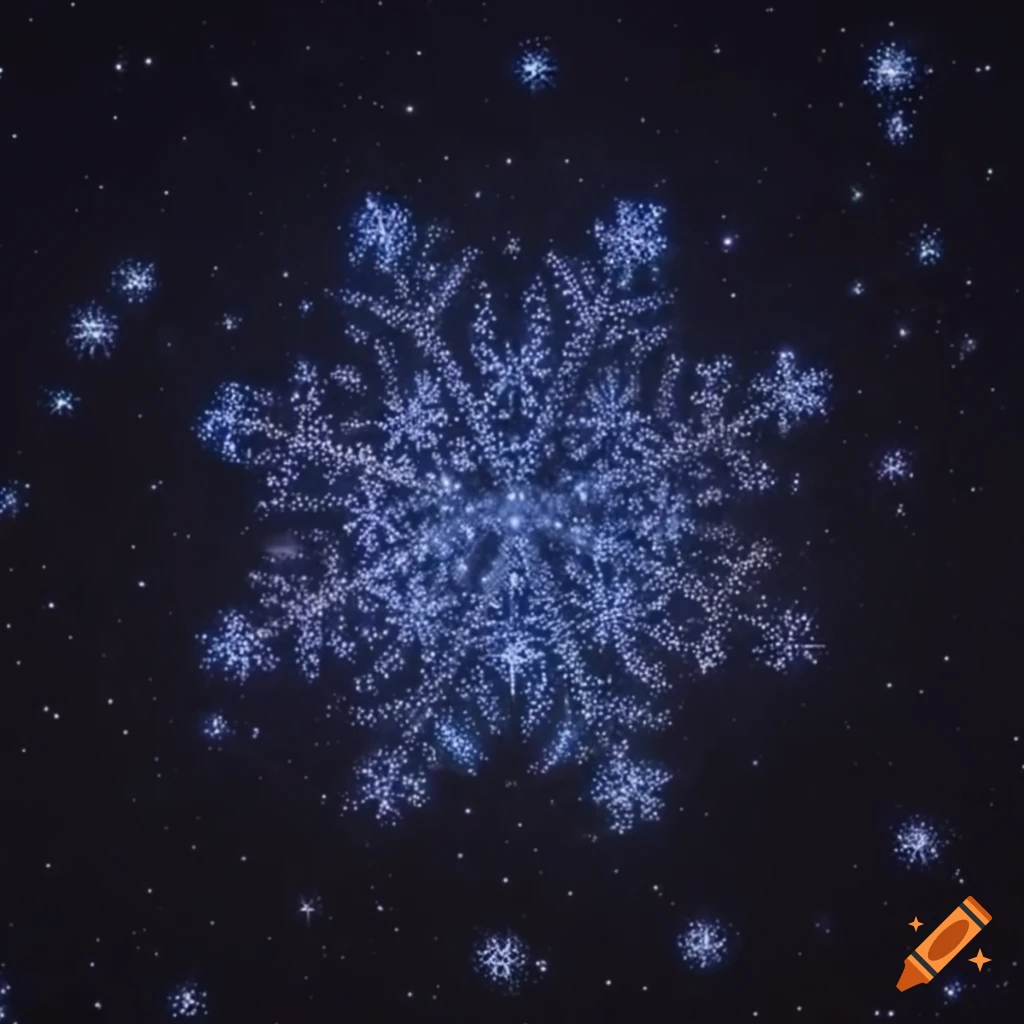 Snowflake shaped constellation in the night sky on Craiyon