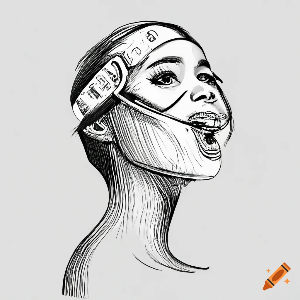Young Woman With Orthodontic Braces Headgear In A Dental Chair During A Check Up On Craiyon