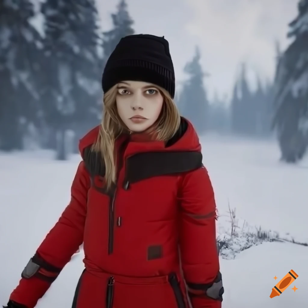 Portrait of Angourie Rice as sci-fi girl in Australian taiga forest ...