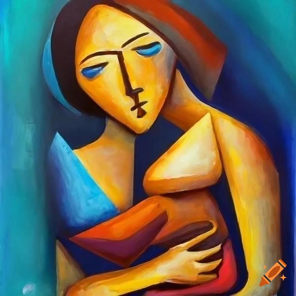 Pablo picasso's cubism art depicting motherly love on Craiyon