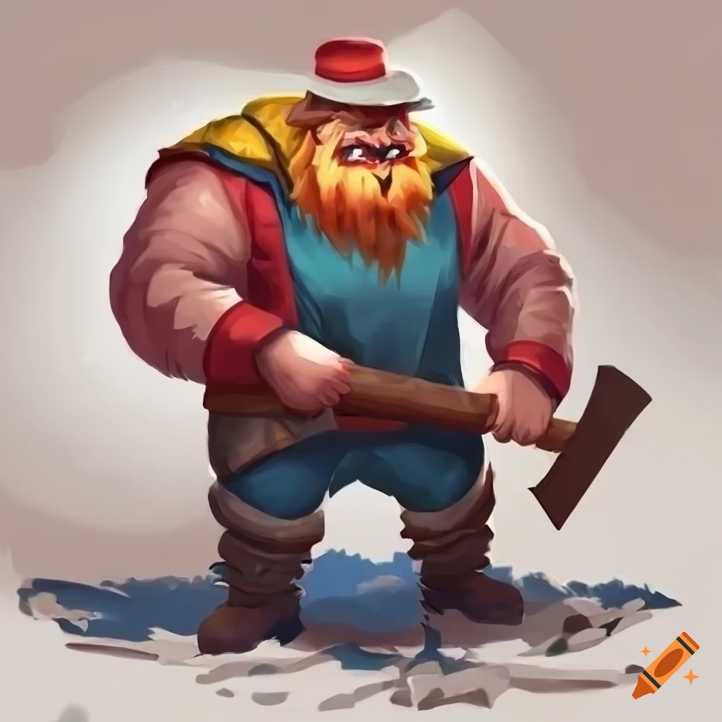Lumberjack character splash art on Craiyon