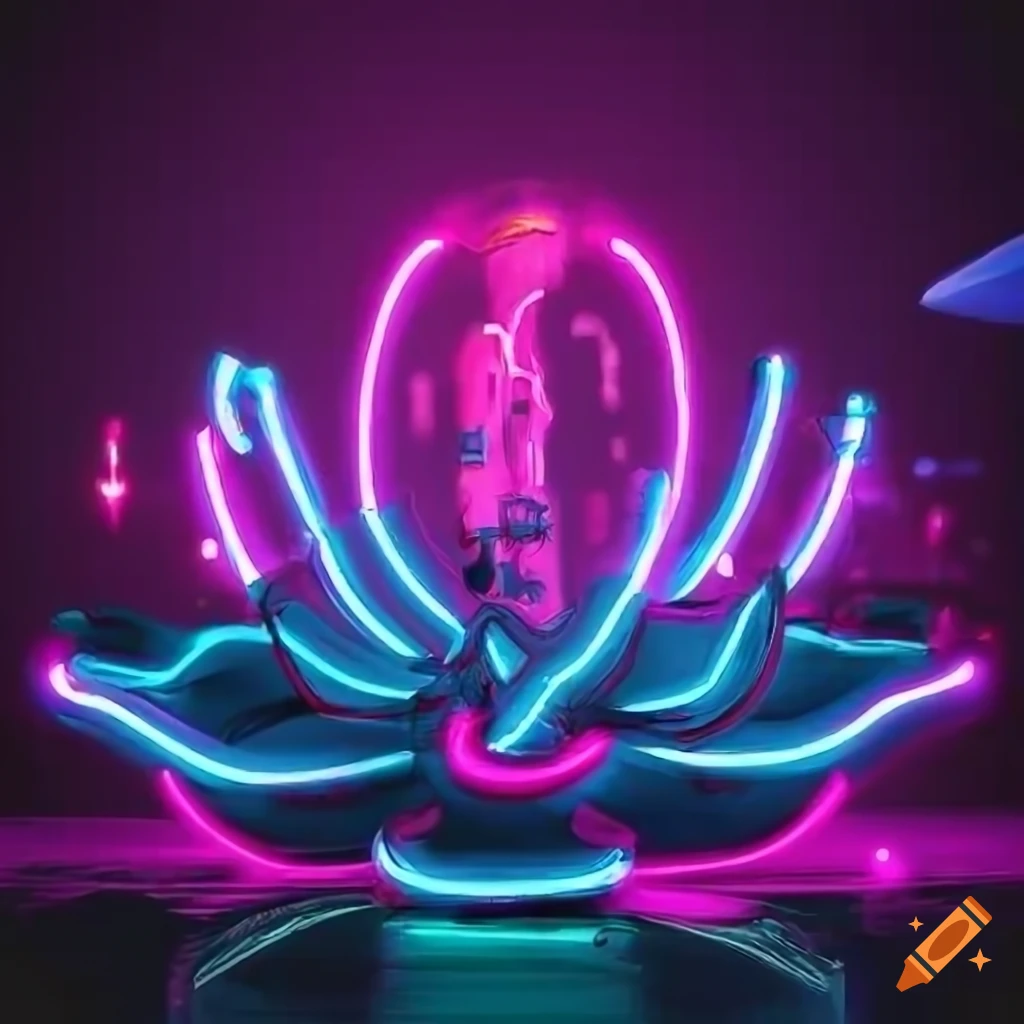 Neon lotus in a cyberpunk setting on Craiyon