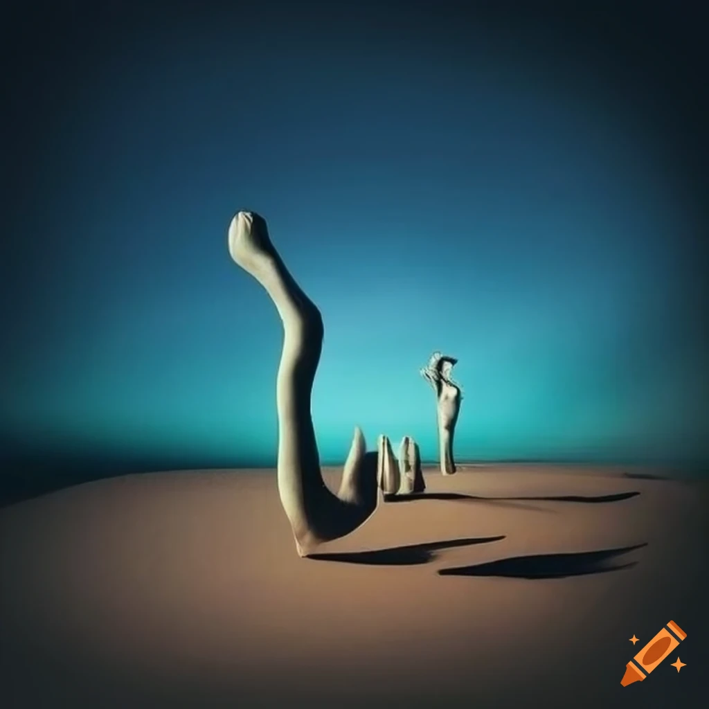 Abstract landscape of human shapes inspired by yves tanguy on Craiyon