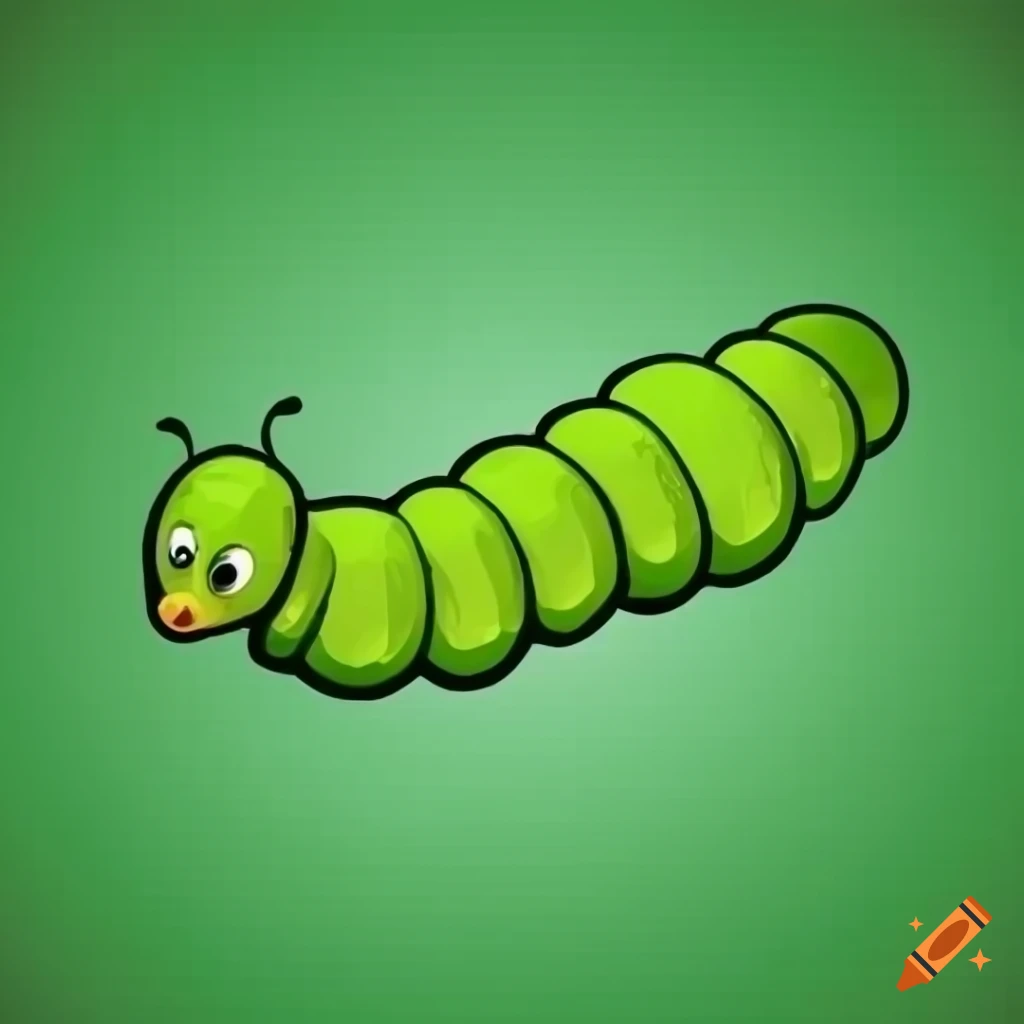 Green caterpillar in 2D vector animation on Craiyon