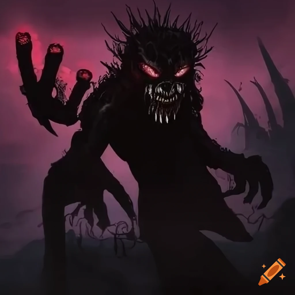 Black monster running in hell phonk cover art on Craiyon