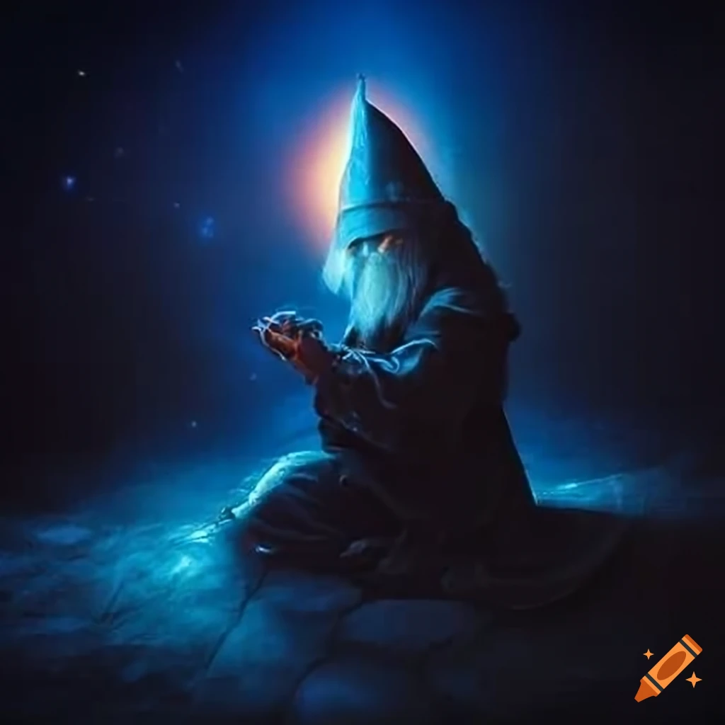 Wizard deep in thought while lying on the floor on Craiyon