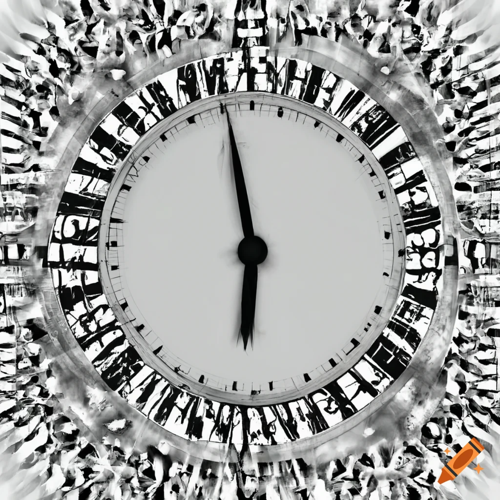 Ethereal distorted clock faces in a blank white space on Craiyon