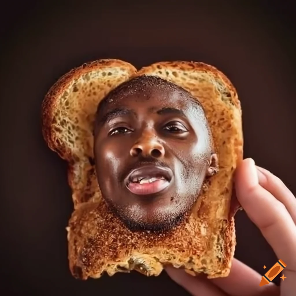 Artistic rendering of a man's face on toast on Craiyon