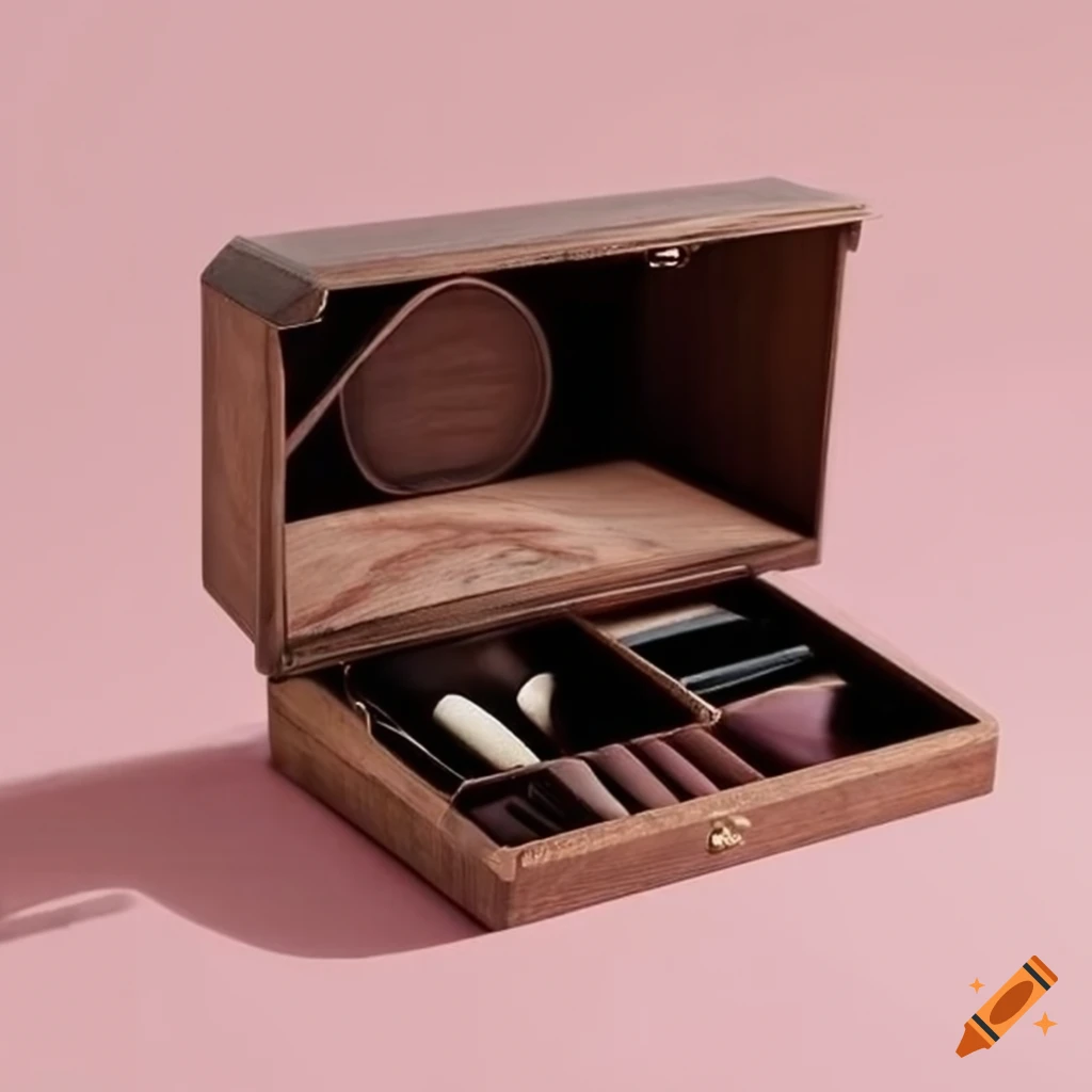 Dark wooden make-up box on Craiyon