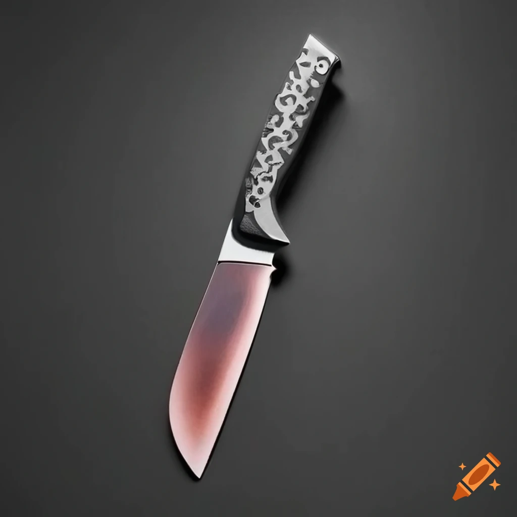 Sleek and minimalist knife with intricate metallic patterns on Craiyon