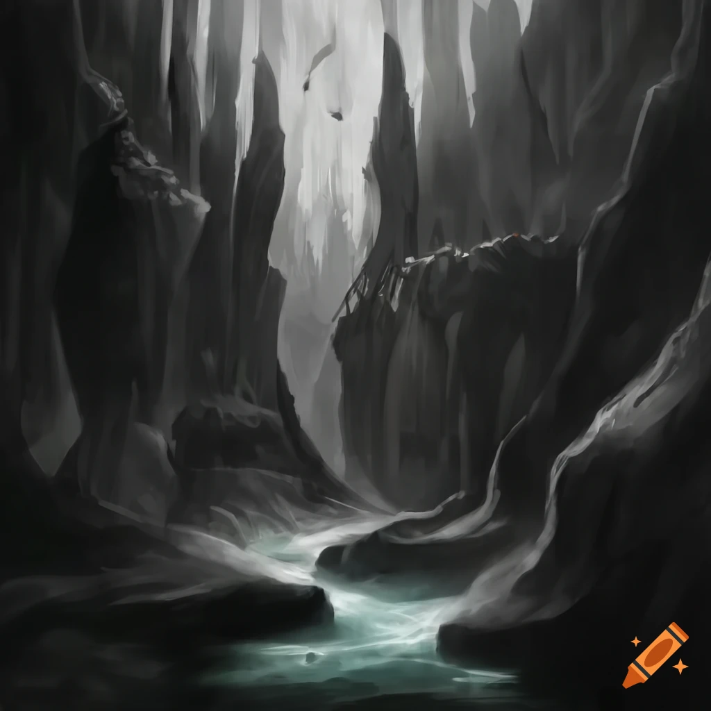 Dark ravine in a fantasy setting on Craiyon