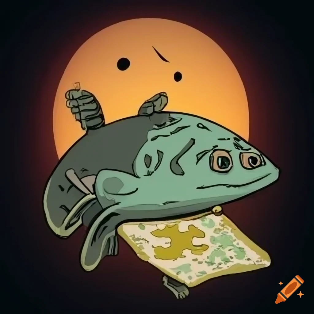 Cartoon burbot looking lost and confused holding a map on Craiyon