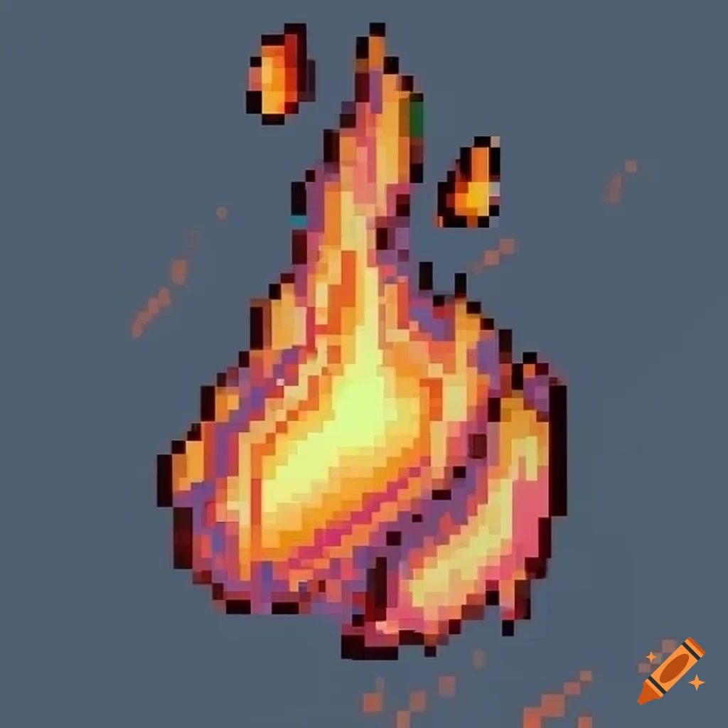 Pixel art flame on Craiyon