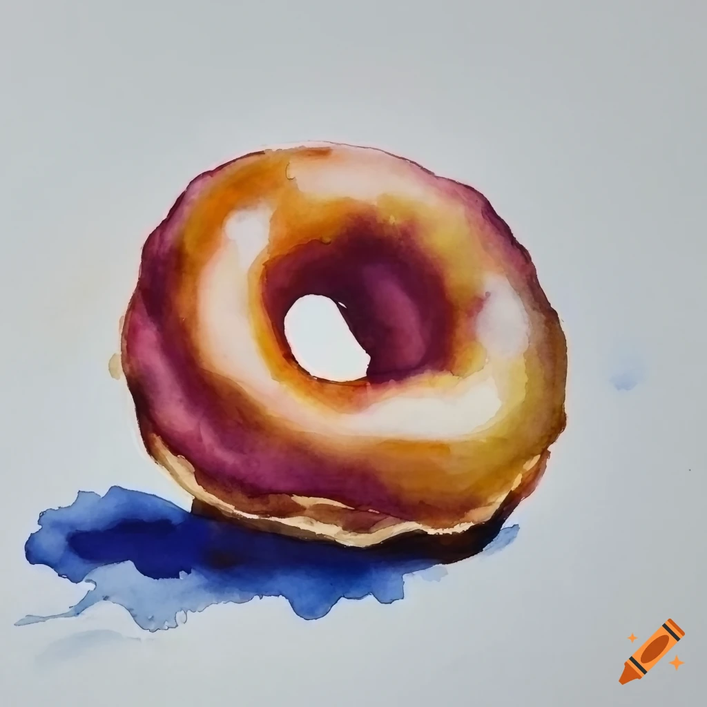 Watercolor painting of a delicious donut on Craiyon