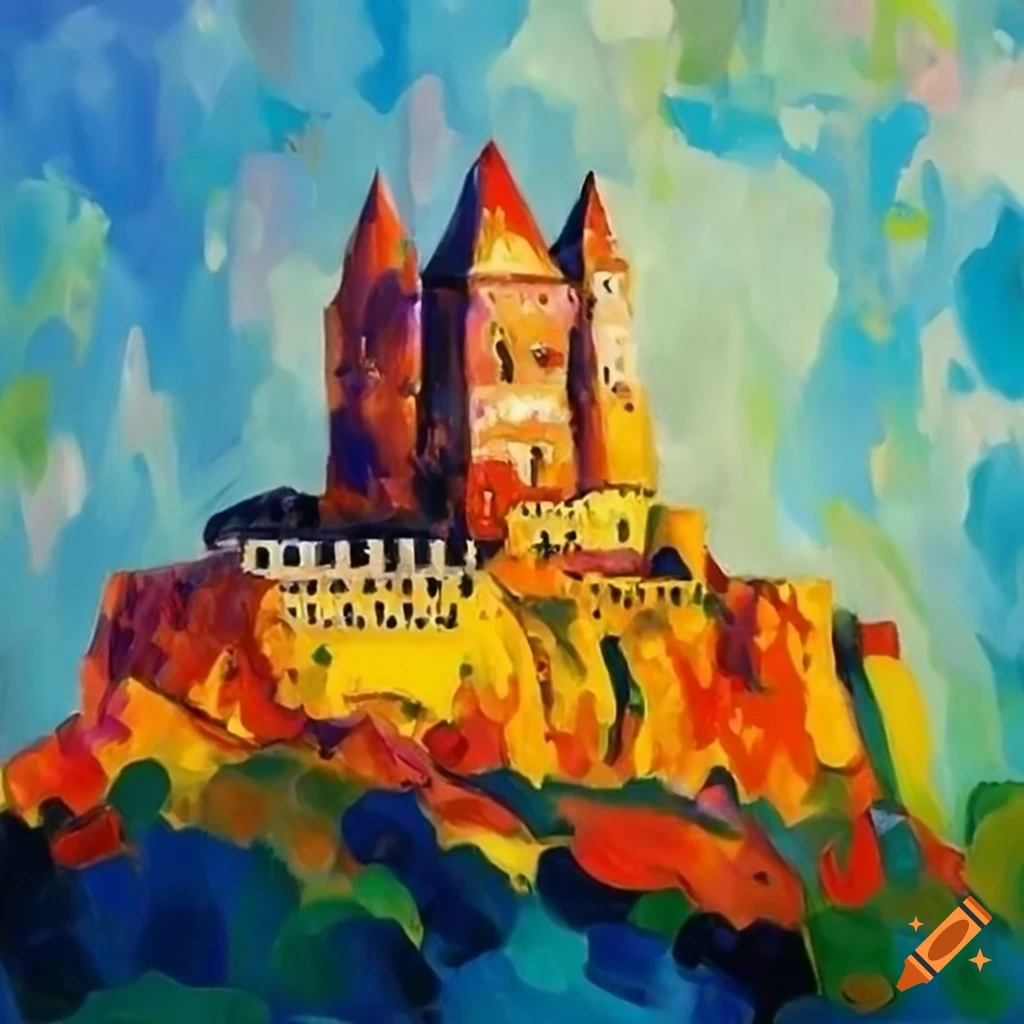 Hungarian castle in matisse style oil painting on Craiyon
