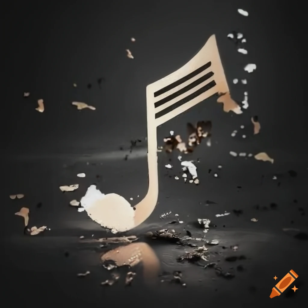 Deteriorating music note leaving crumbs on the ground on Craiyon