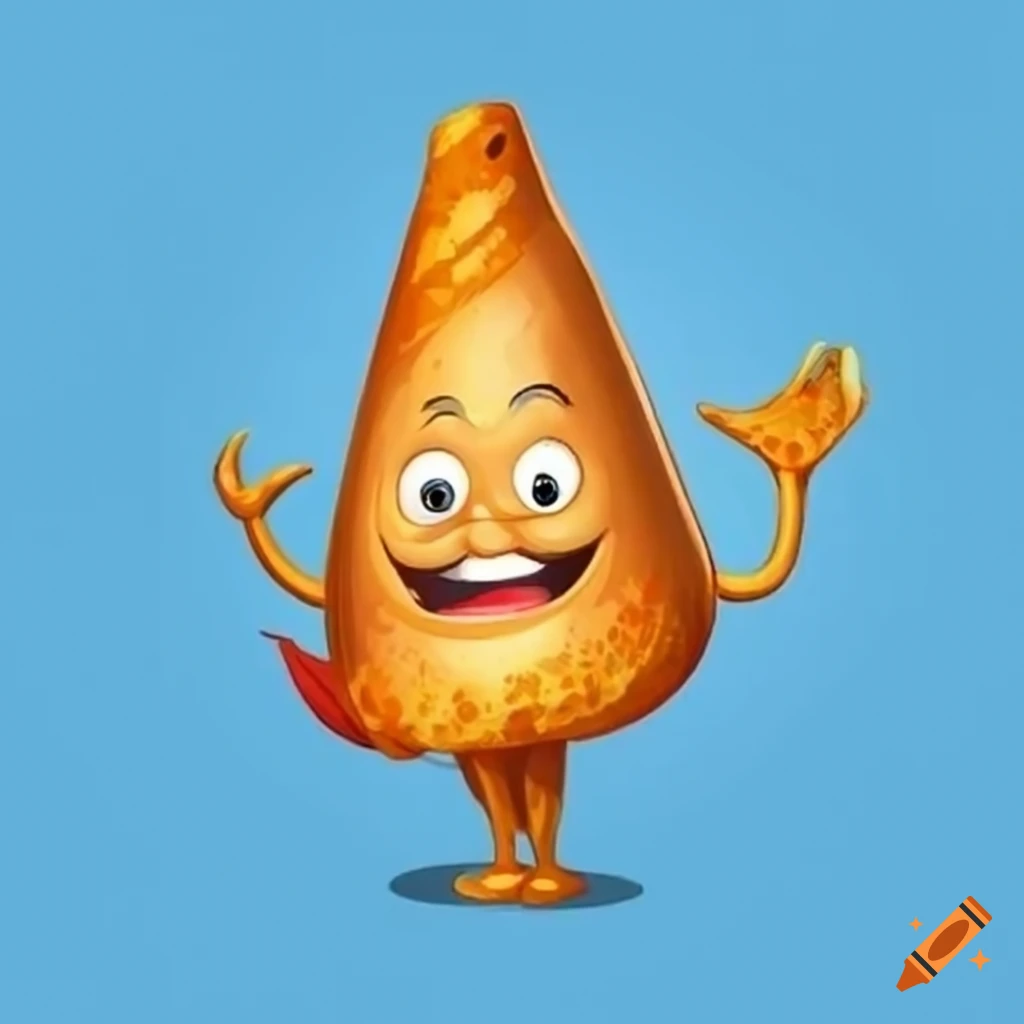 Cartoon character representing dosa on Craiyon