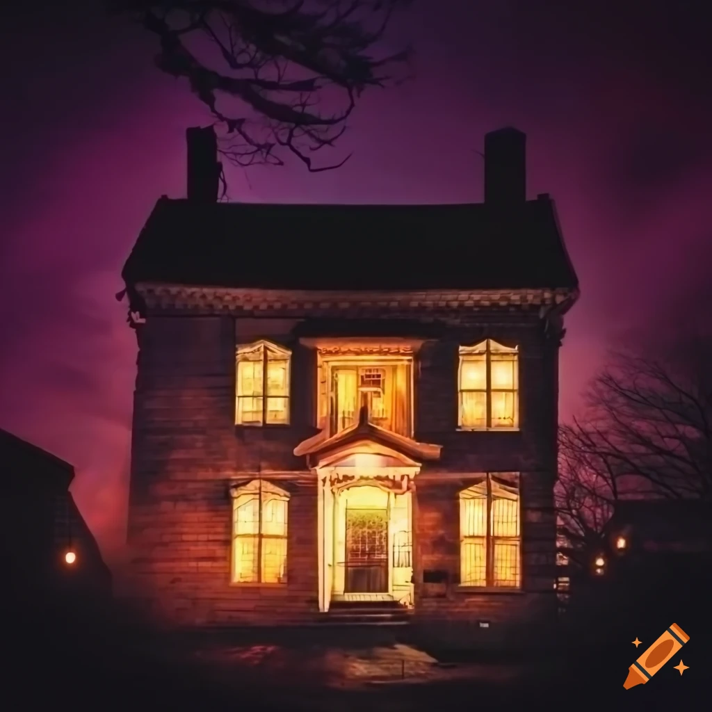 Party house at night on Craiyon