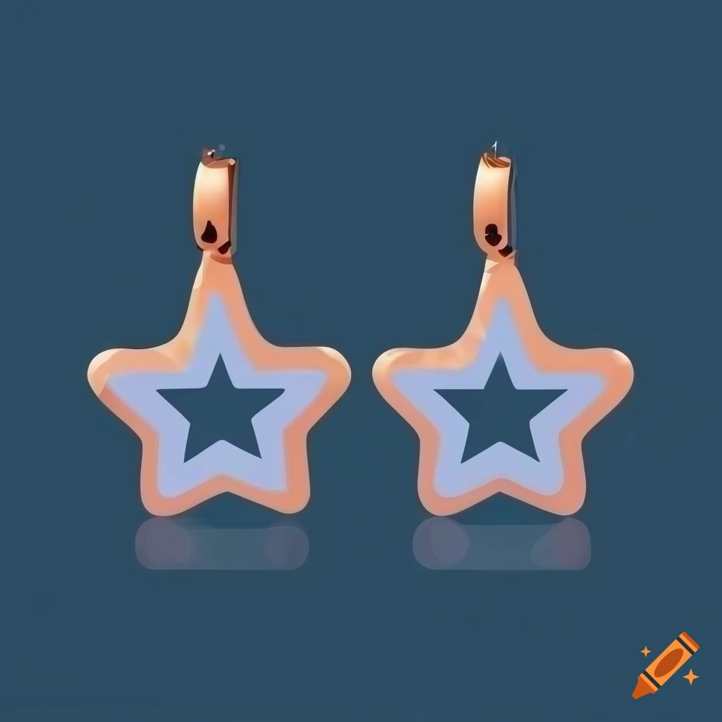 Star-shaped hoop earrings in sharp vector art style on Craiyon